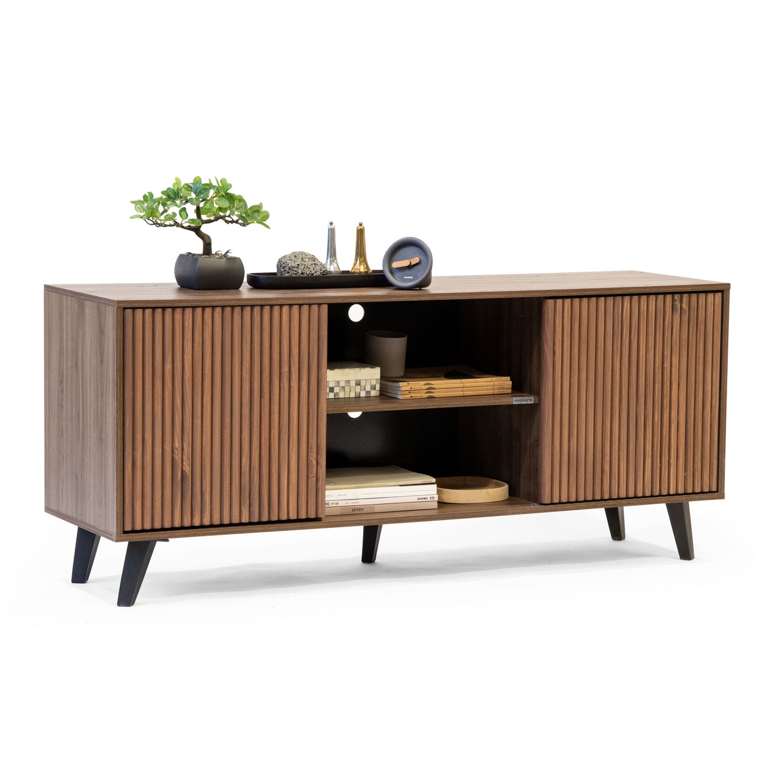 Rack Alto Atacama Line Nogal - Rack TV - Organiza tu espacio con estilo